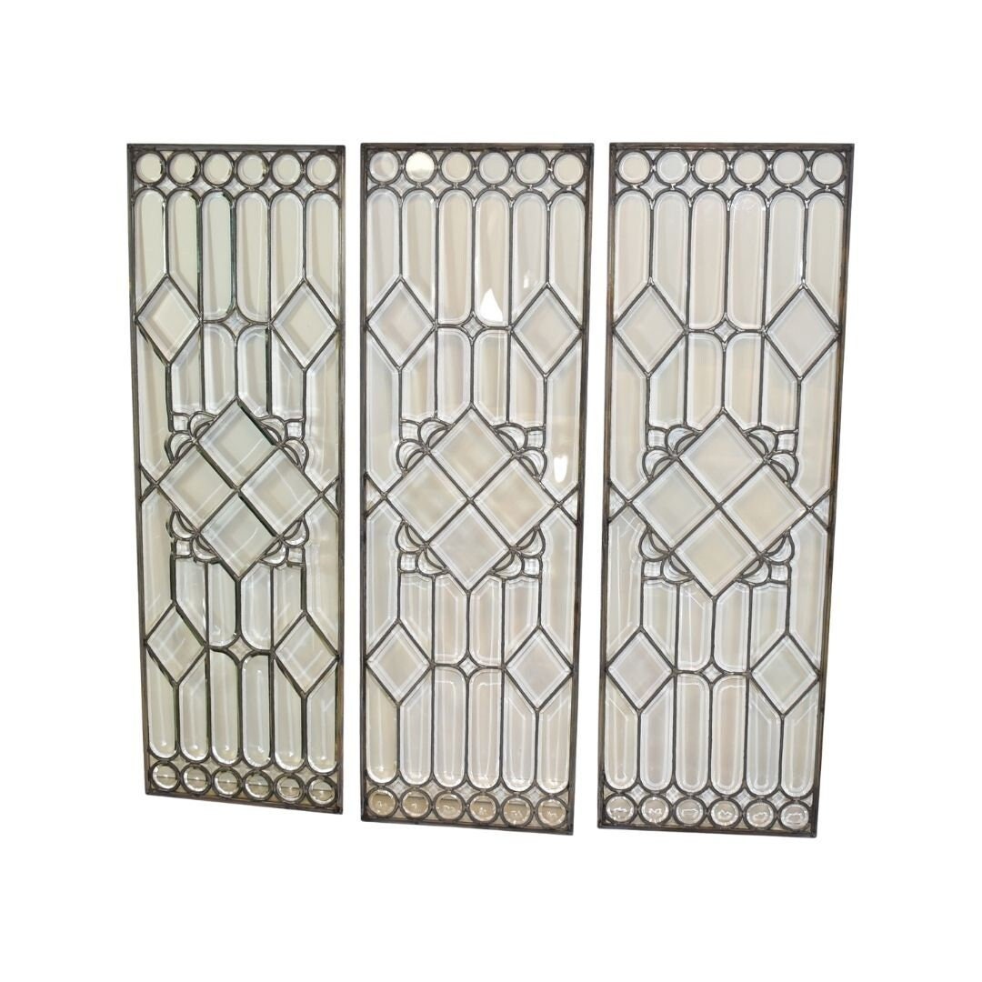 Vintage Glass Windows Circa 1910 Beveled Glass Collectable Diamond and ...