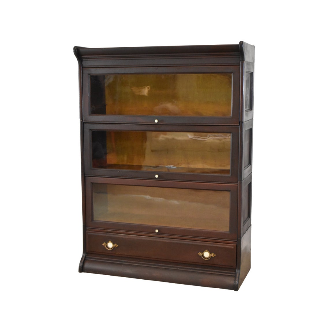 Barrister Bookcase ~ 3 Stack ~ Paneled Ends ~ Mahogany ~ Original Glass ...