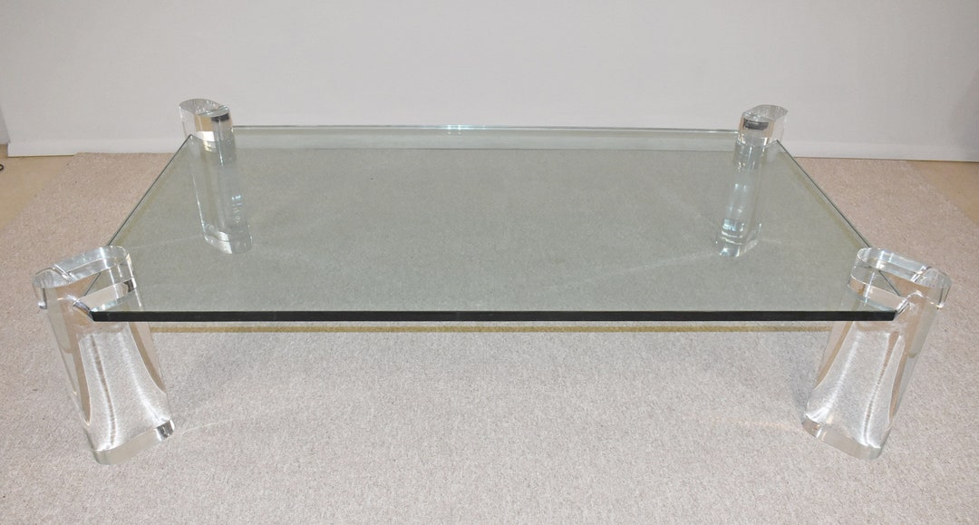 Karl Springer Lucite and Glass Coffee Table - Etsy