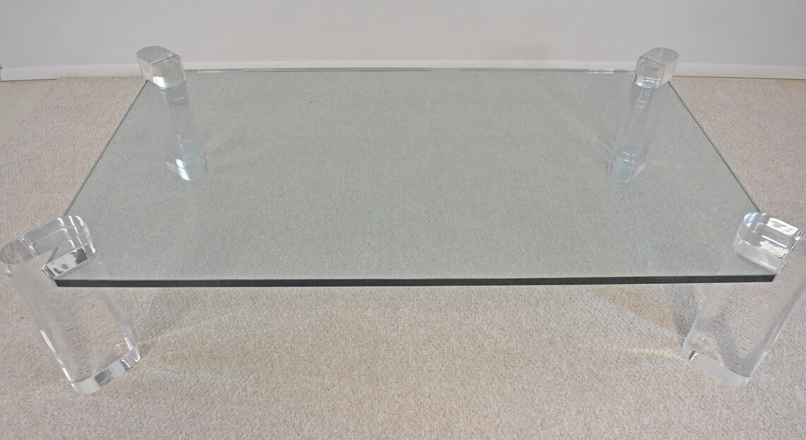 Karl Springer Lucite and Glass Coffee Table - Etsy