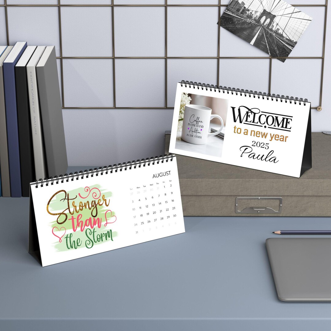 Desk Calendar, Personalized Boss Lady Monthly Grid Planner, 2025 Spiral ...