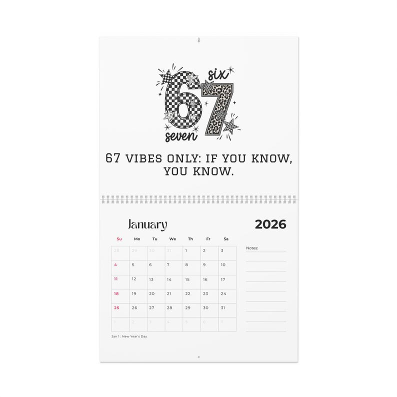 Custom Six Seven 67 Meme Calendar Gen Z Gen Alpha Slang Present ...