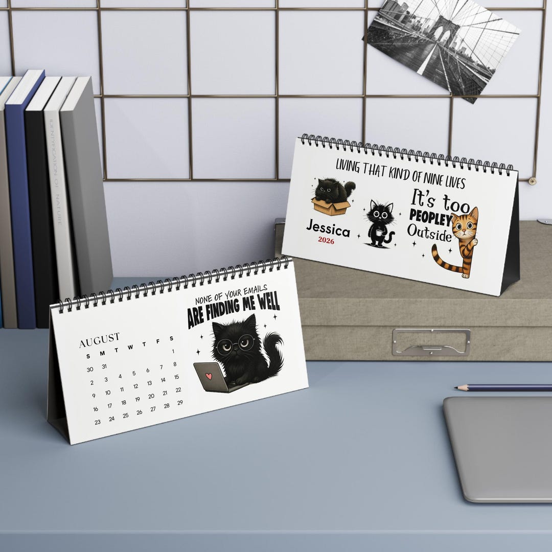 2026 Desktop Calendar, Funny Cats Desk Calendar, Customizable Desk ...