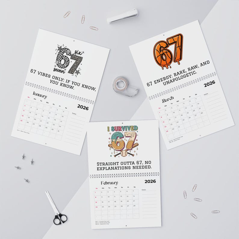 Custom Six Seven 67 Meme Calendar Gen Z Gen Alpha Slang Present ...