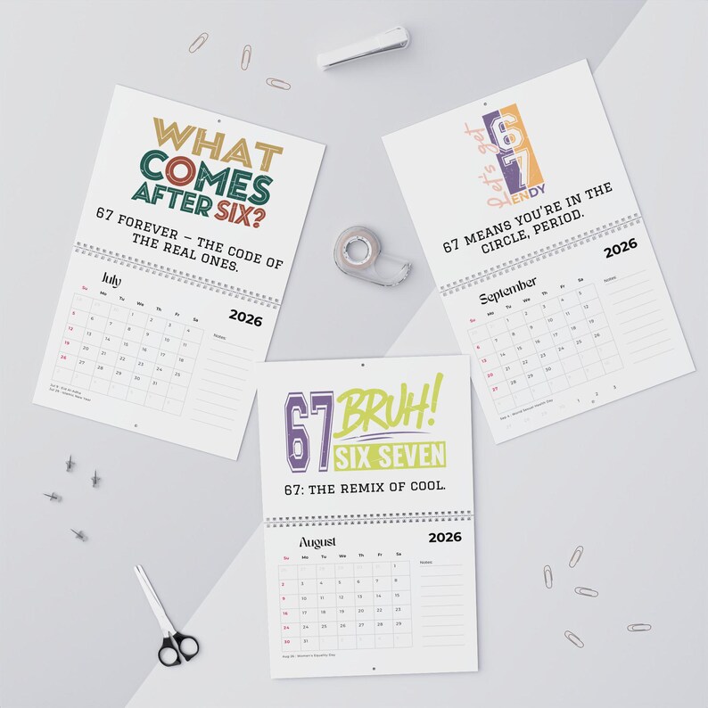 Custom Six Seven 67 Meme Calendar Gen Z Gen Alpha Slang Present ...