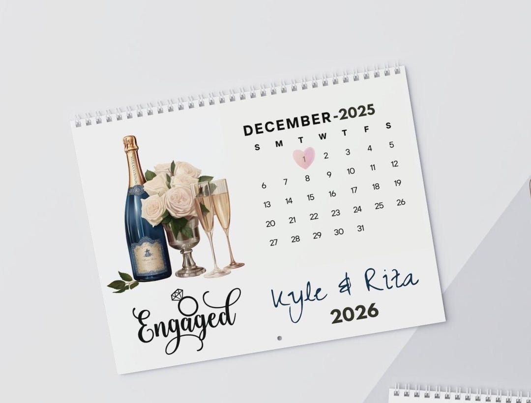 Personalized Wedding Date Calendar Present for Couple Anniversary Gift ...