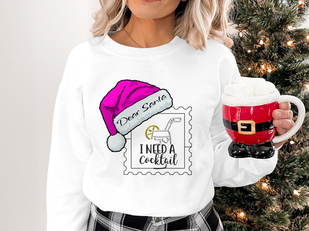 Dear Santa I Need a Cocktail Digital Download. Hot Pink Santa - Etsy