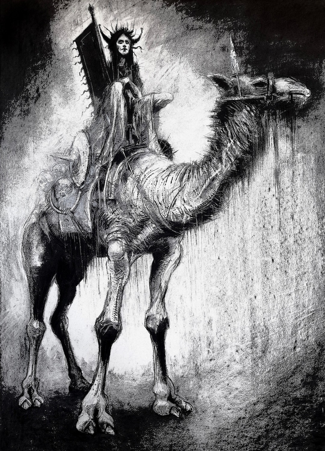 Paimon | Giclee Inkjet Print of an Original Charcoal Drawing | 250gsm ...