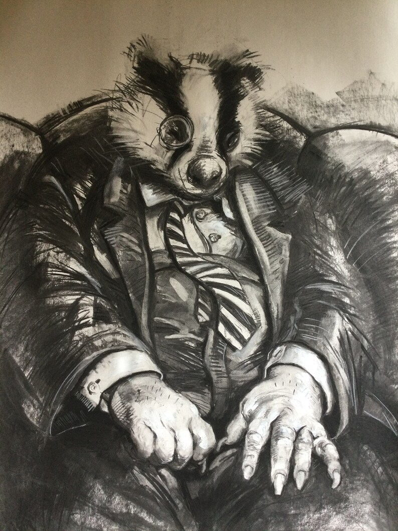 Badger. Animal Wall Art, Giclee Print, Brock, Monocle, Wind in the ...