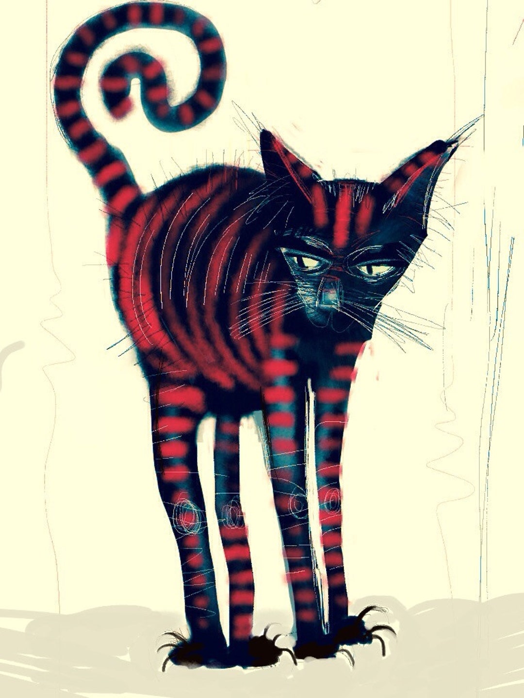 Red Cat. Animal Wall Art A4 | Tabby Stripes | Humour | Spider Feet ...