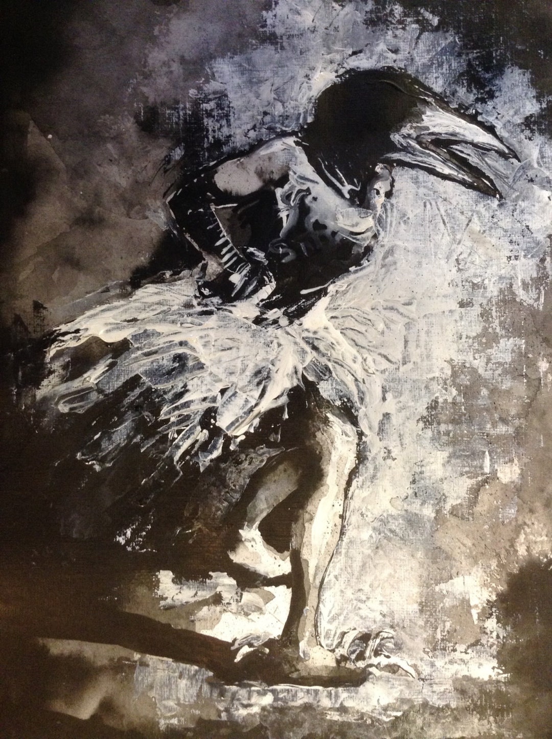 Little Witch Crow Dance rook Stomp Giclee Print of an Original Drawing ...