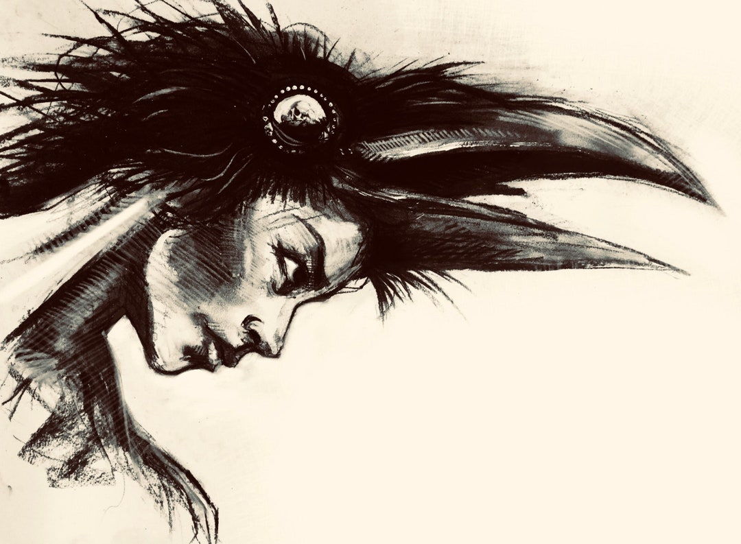 Morrigan (queen Takes Rook) | Giclee Print of an Original Charcoal ...