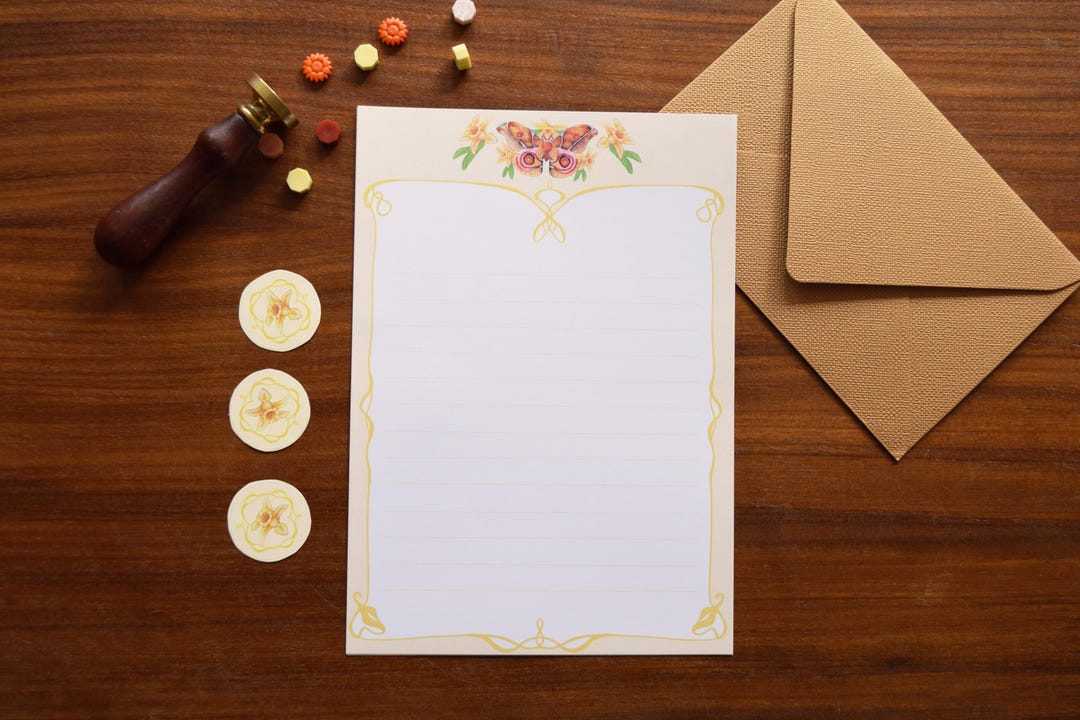 Rosy Moth Writing Paper Set // Cute Illustrated Writing Paper Set ...