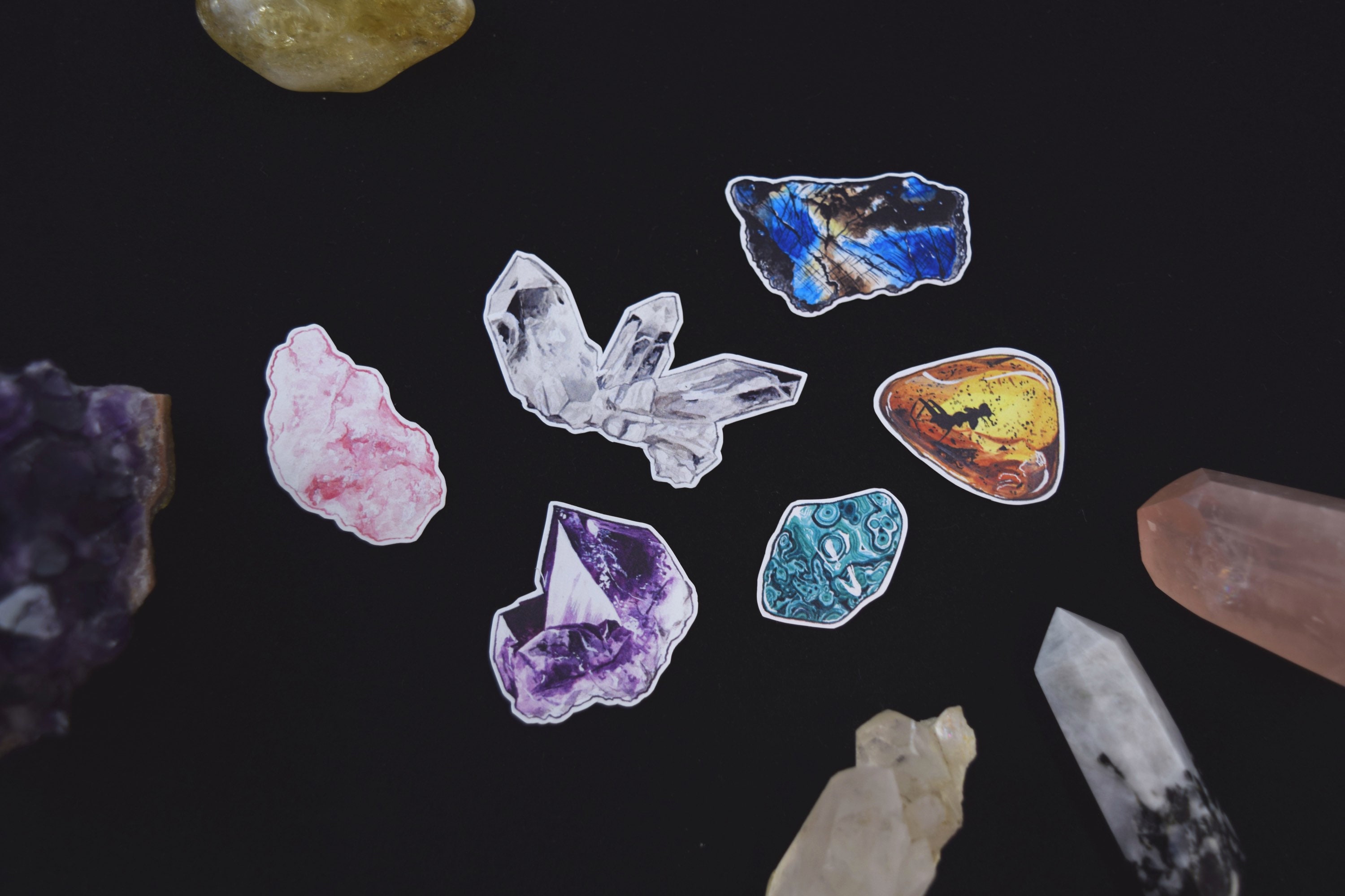 Crystal Clusters Illustration // Sticker Set - Etsy Denmark