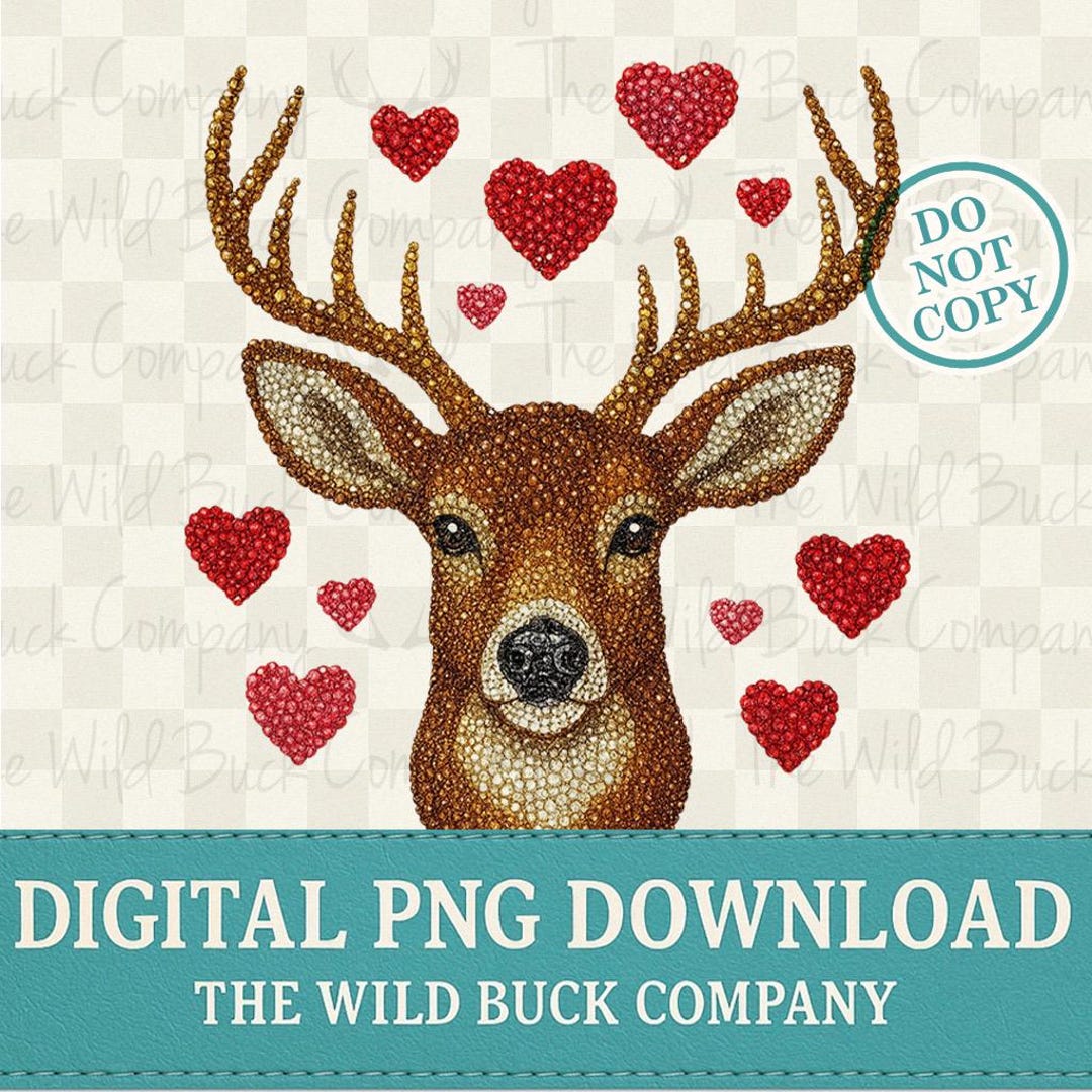 Rhinestone Valentine Deer PNG Download - Etsy