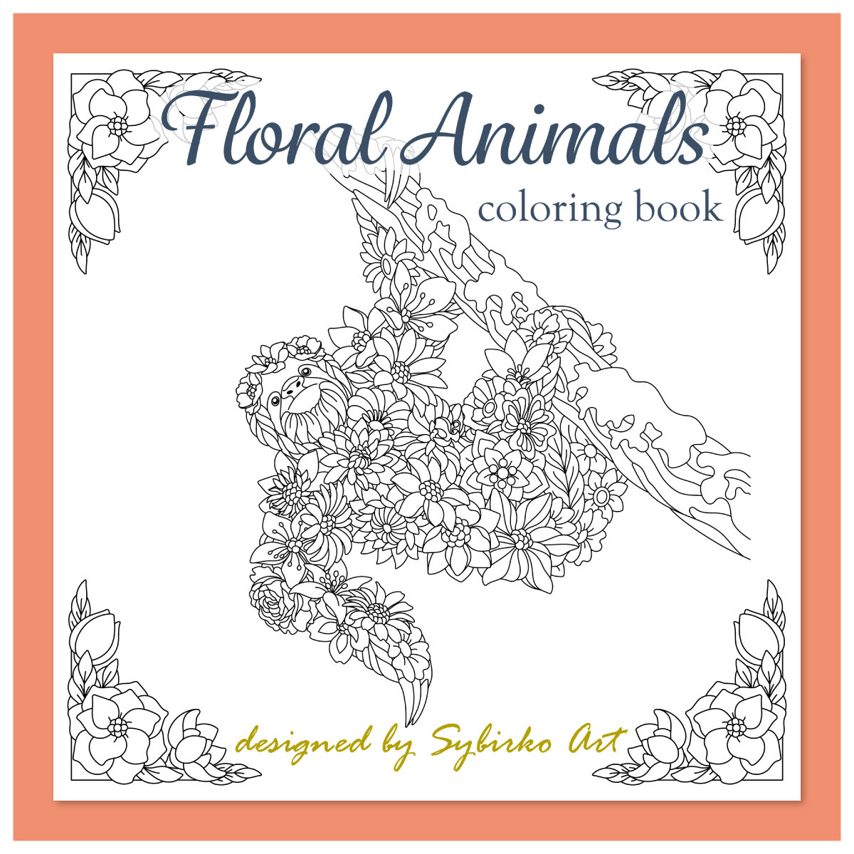 Floral Animals Coloring Pages. Animal Coloring Book for Adults - Etsy