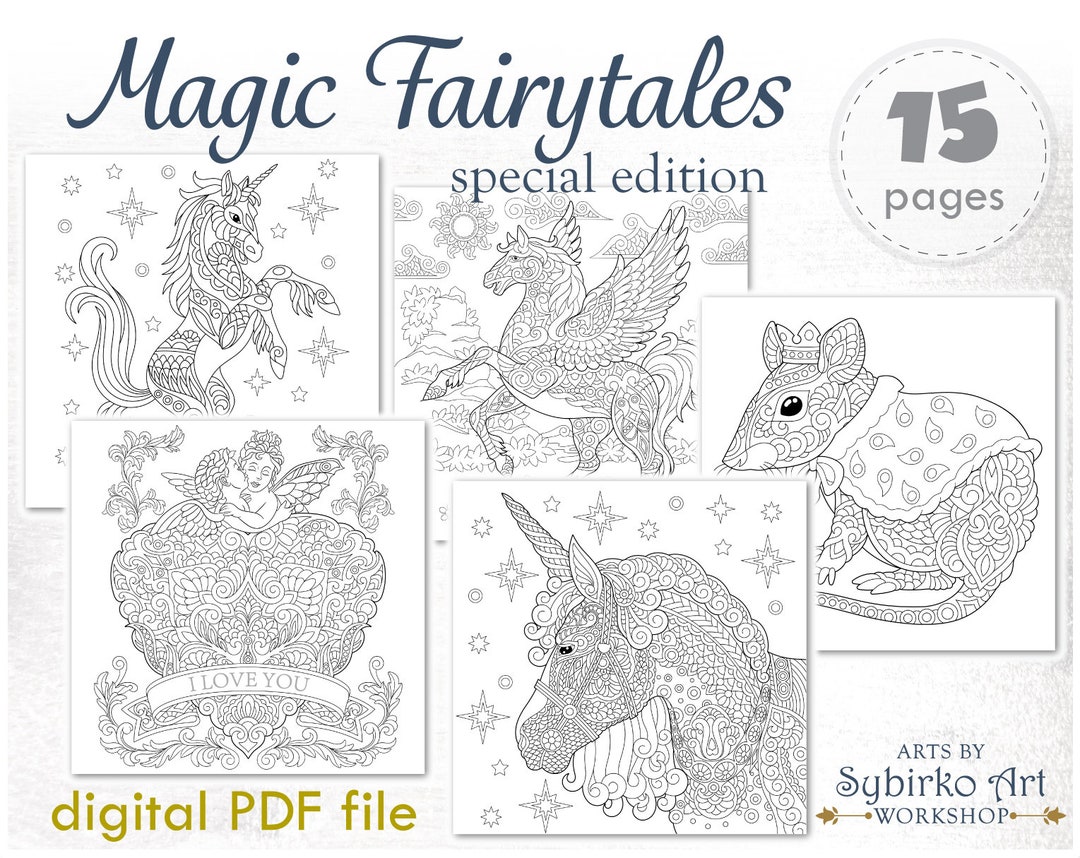 Magic Fairy Tale Coloring Pages. Coloring Book for Adults and Kids ...