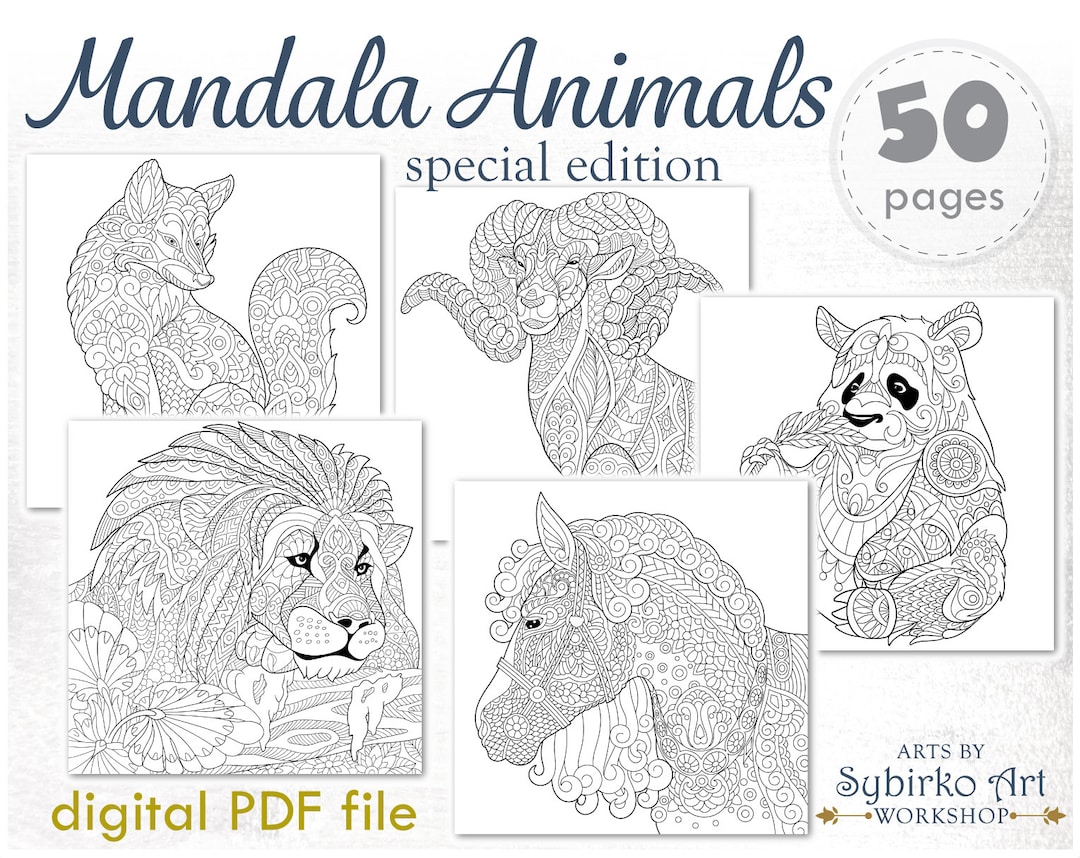Mandala Animals Coloring Pages. Coloring Book for Adults and Kids ...