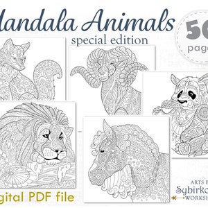 Mandala Animals Coloring Pages. Coloring Book for Adults and Kids ...