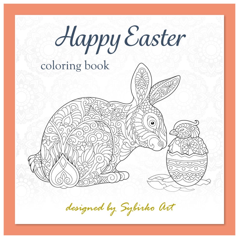 Happy Easter Coloring Pages. Coloring Book for Adults and Kids. Mandala ...