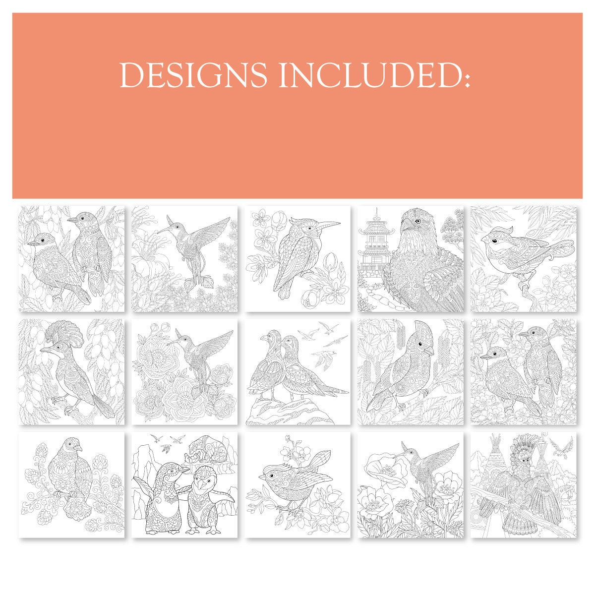 Exotic Birds Coloring Pages. Coloring Book for Adults and Kids. Mandala ...