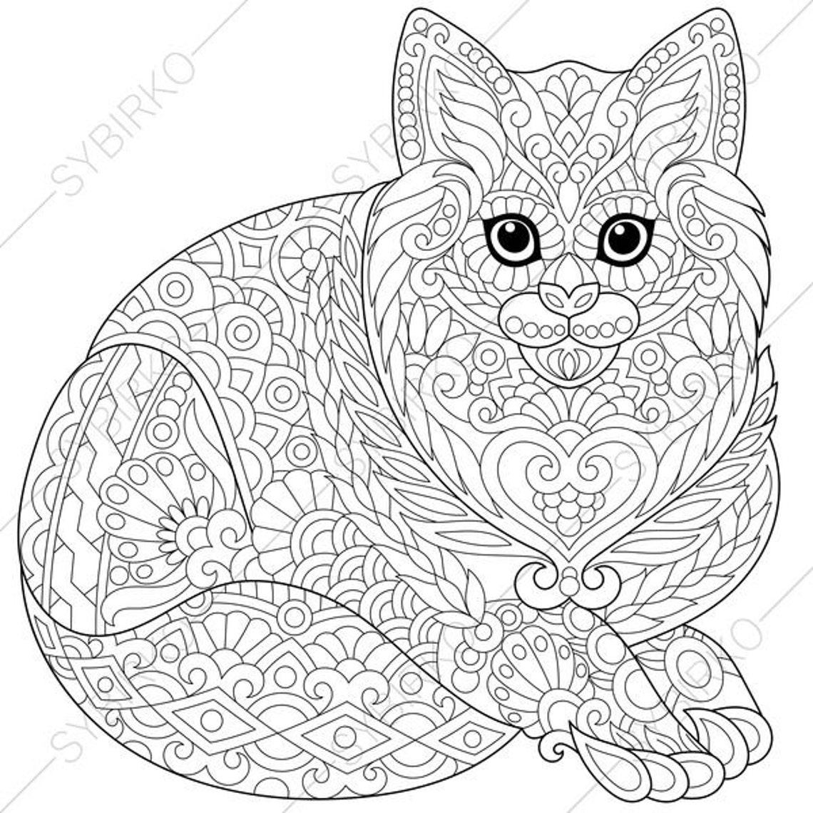 Cat. Kitten. Coloring Page for National Pet day greeting | Etsy