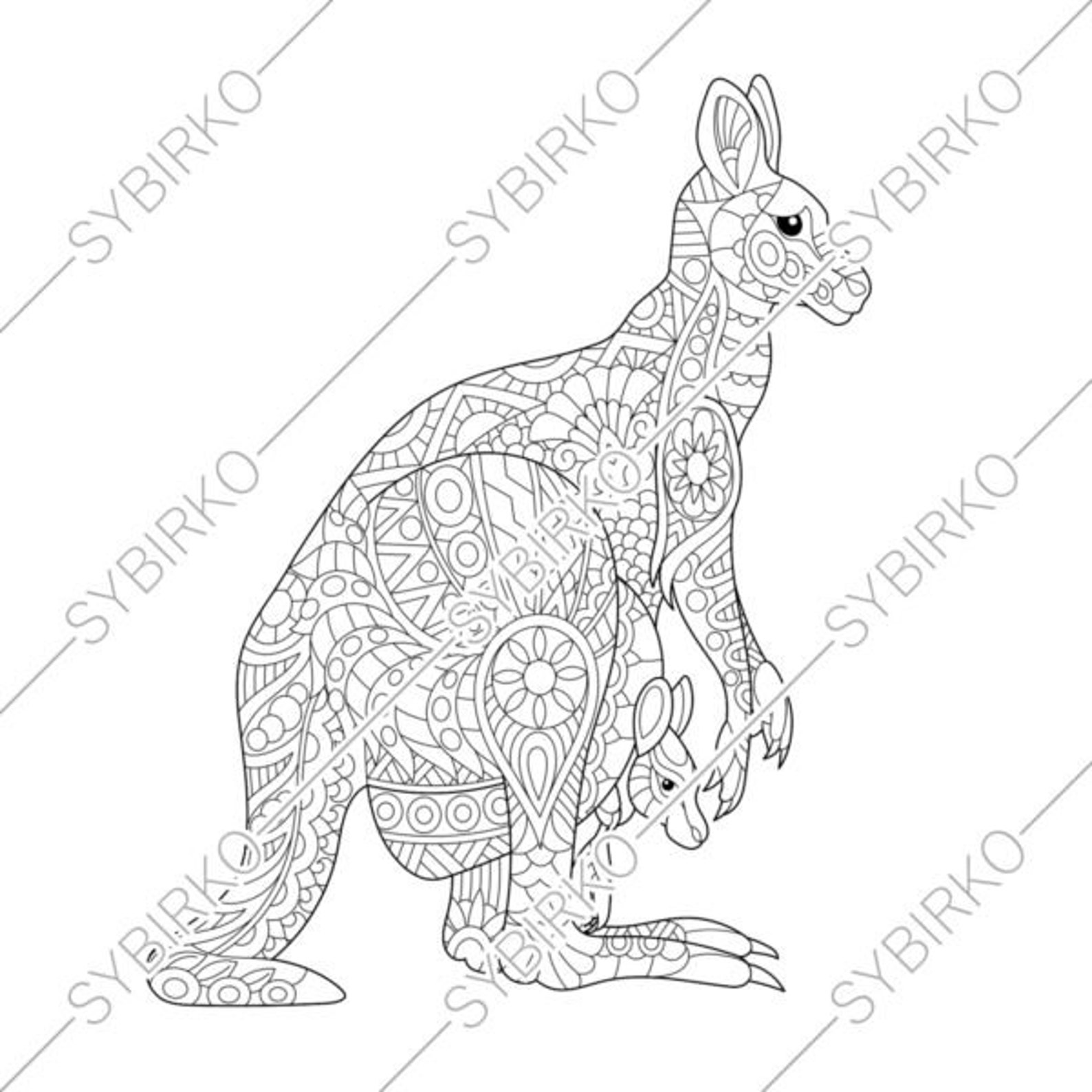 Wallaby Coloring Pages Sketch Coloring Page