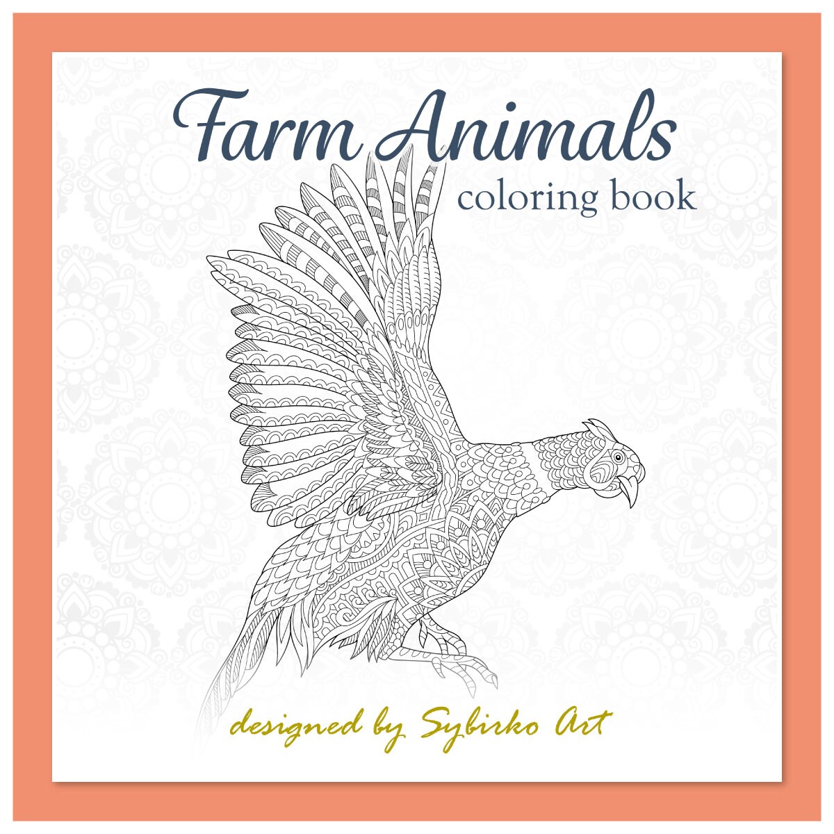 Farm Animals Coloring Pages. Coloring Book for Adults and Kids. Mandala ...