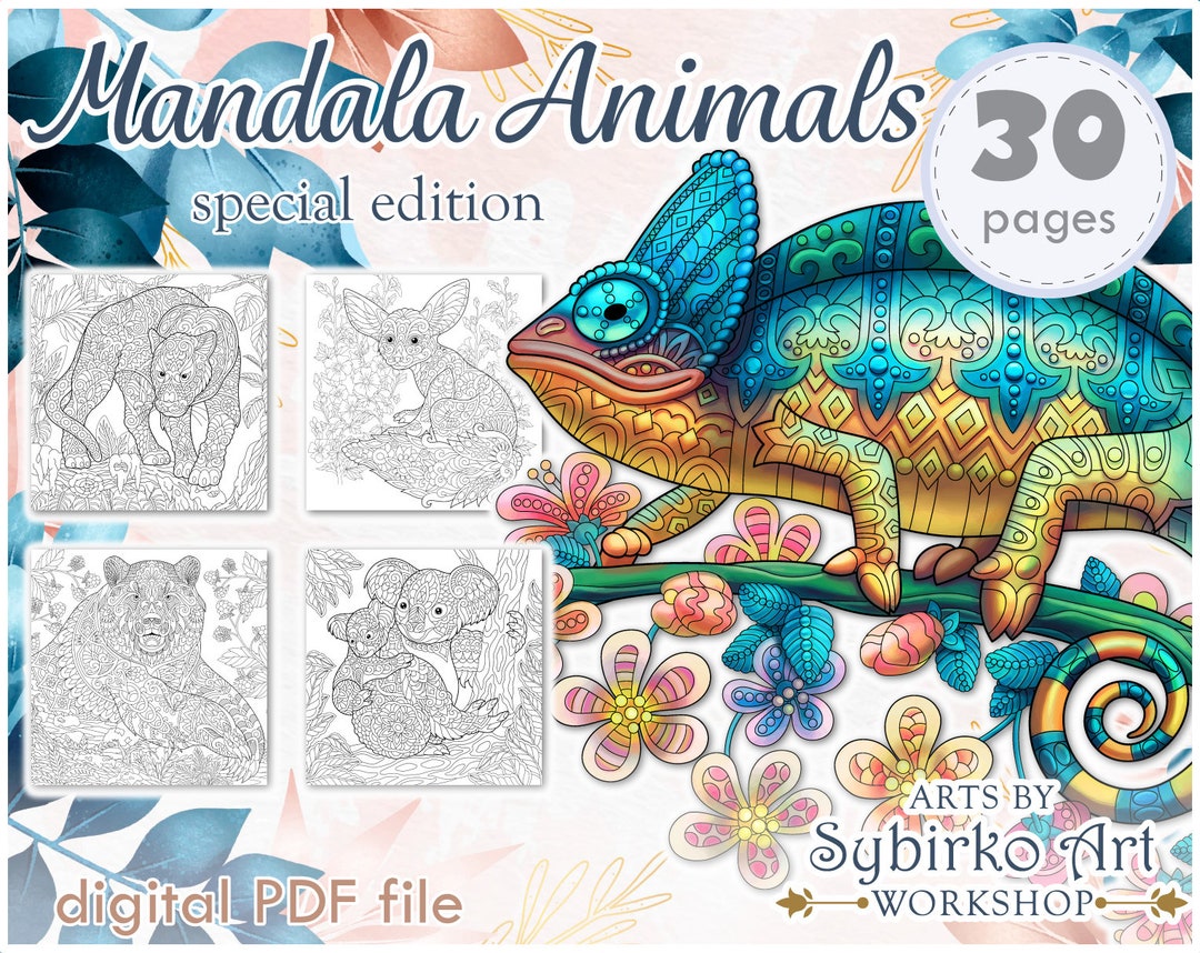 Wildlife Animals Coloring Pages. Coloring Book for Adults and Kids ...