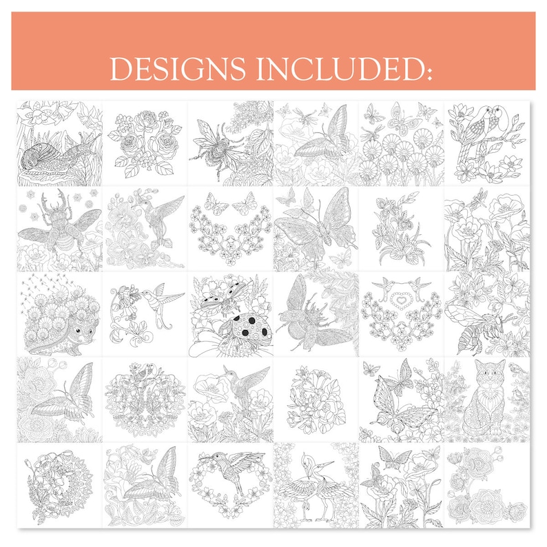 Spring Flower Garden Coloring Pages. Coloring Book for Adults or Kids ...