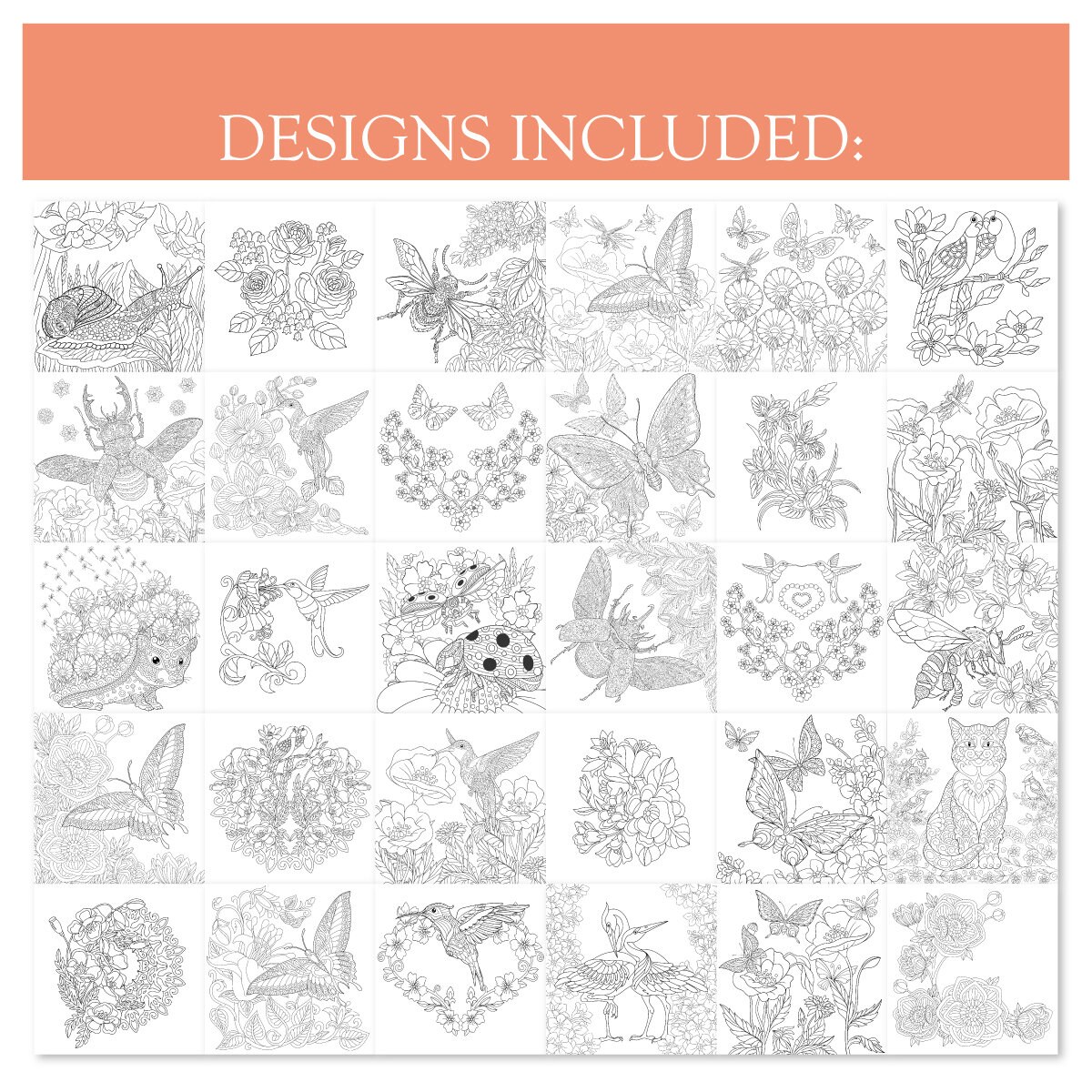 Spring Flower Garden Coloring Pages. Coloring Book for Adults or Kids ...