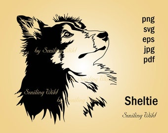 Sheltie silhouette | Etsy