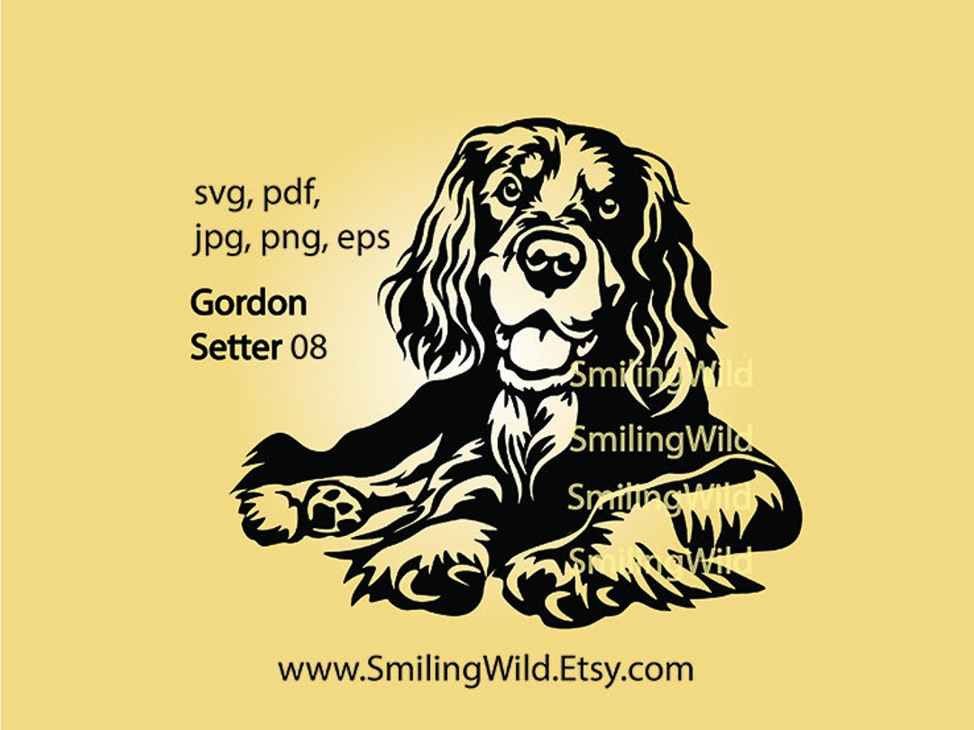 Lying Gordon Setter Svg Clip Art Vector Graphic Portrait Hunting Bird ...