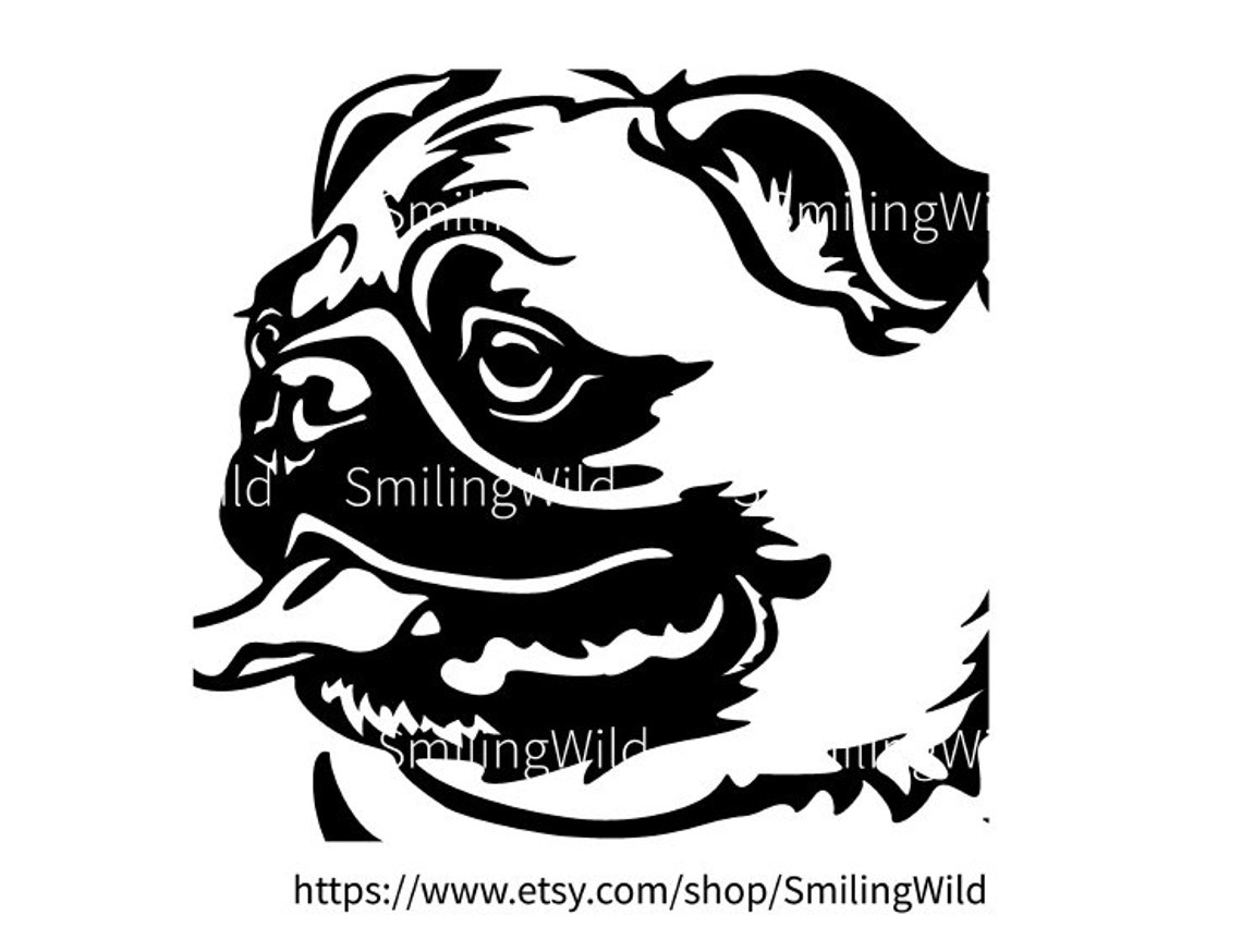 Pug Dog Face Svg Clip Art Vector Graphic Art Pug Dog Cuttable - Etsy