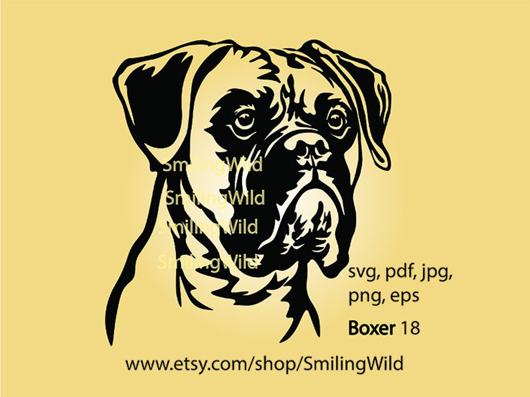 Boxer Dog Head Svg Vector Graphic Clip Art Illustration - Etsy
