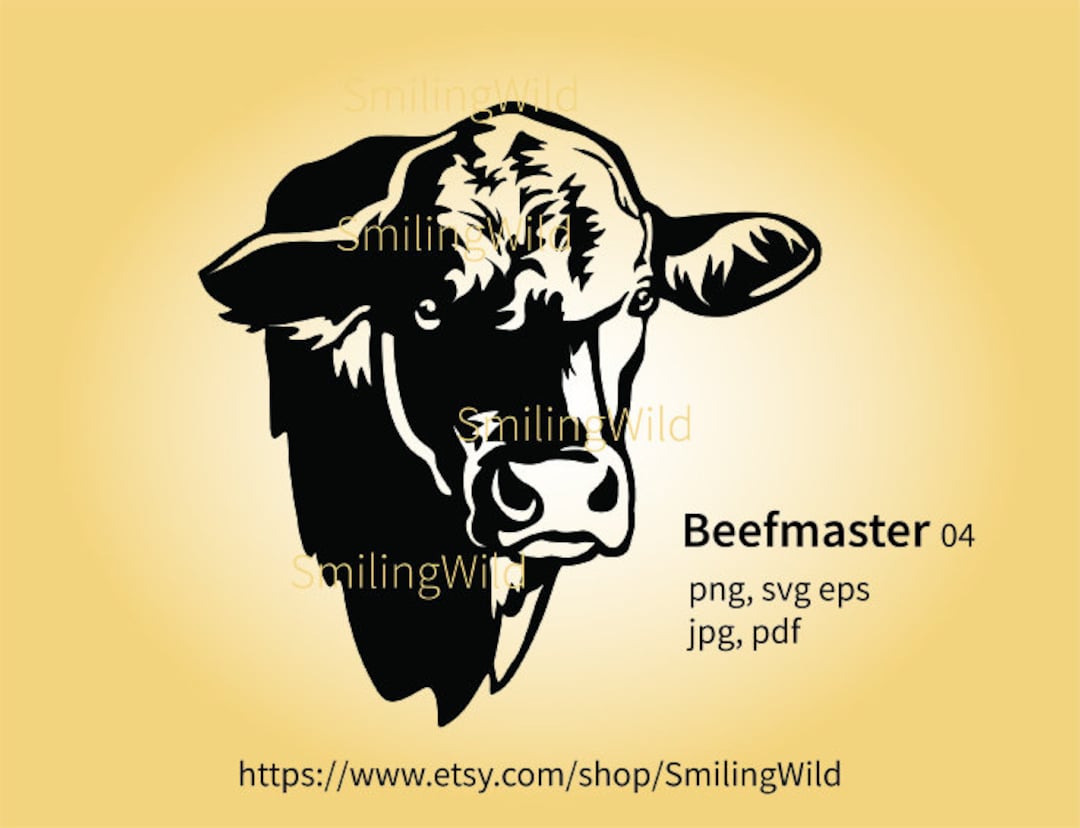 Beefmaster Svg Bull Vector Portrait, Cattle Clip Art, Beefmaster Head ...