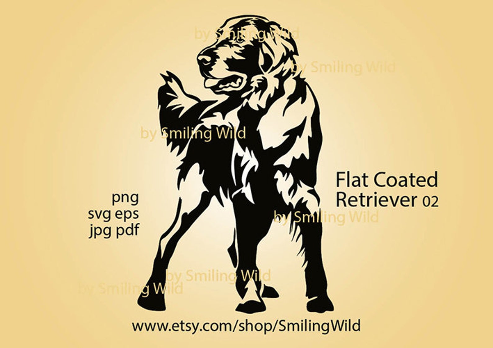 Flat Coated Retriever Svg /02/ Vector Graphic Art Cute Dog - Etsy
