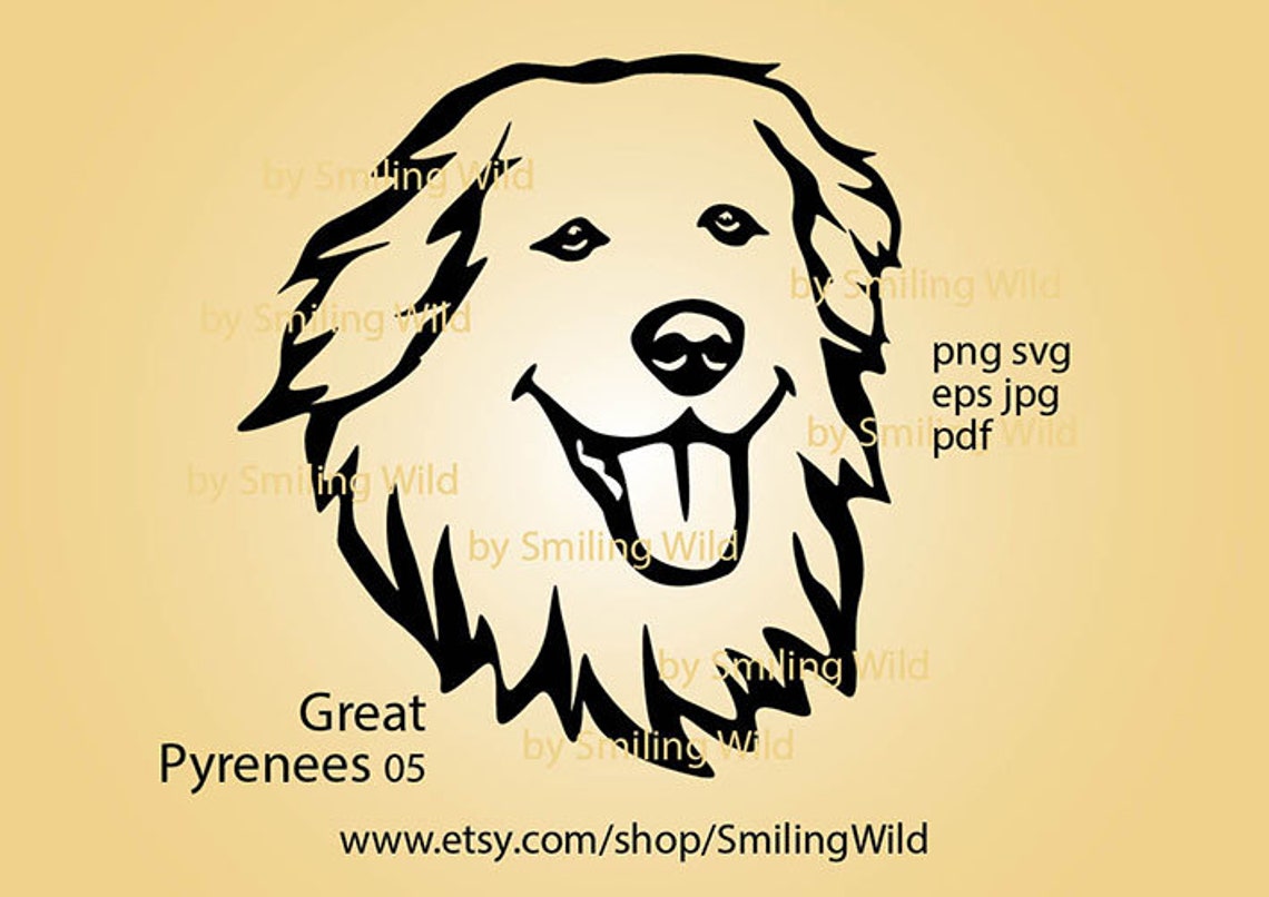 Great Pyrenees 05 Svg Portrait Vector Graphic Art Great - Etsy