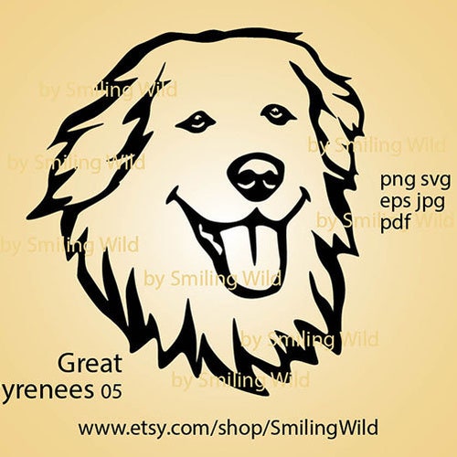 Great Pyrenees Svg Portrait Vector Art Great Pyrenees Cut - Etsy