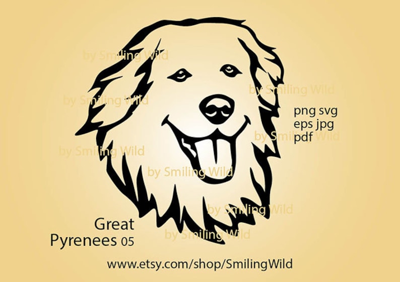Great Pyrenees 05 Svg Portrait Vector Graphic Art Great - Etsy