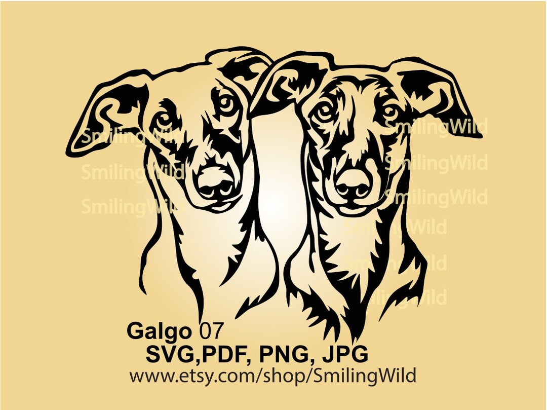 Galo Svg Double Portrait Cut File Vector Graphic Art, Galgo Scent Hound ...