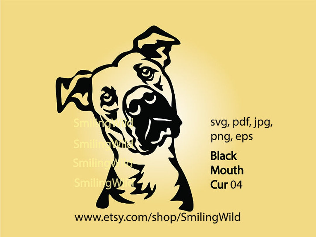 Black Mouth Cur Dog Svg Head Tilt Clip Art Vector Graphic File, Black ...