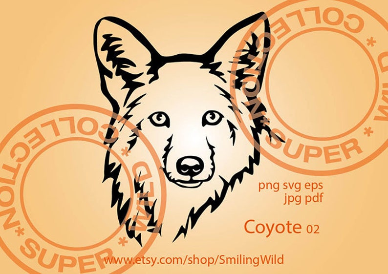 Coyote Svg Clipart Portrait Vector Graphic Art Forest Animal | Etsy