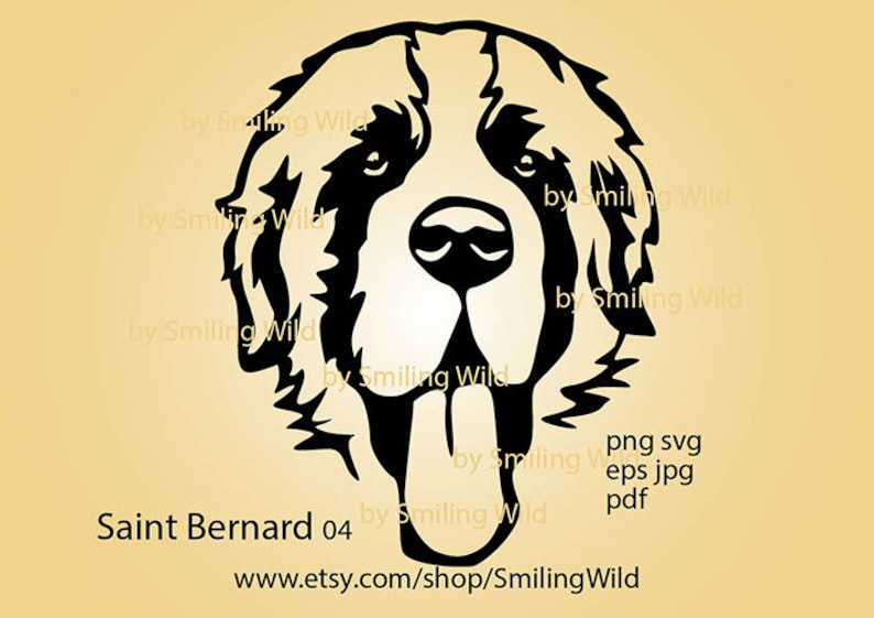 Saint Bernard Svg Portrait Vector Graphic Art Saint Bernard | Etsy