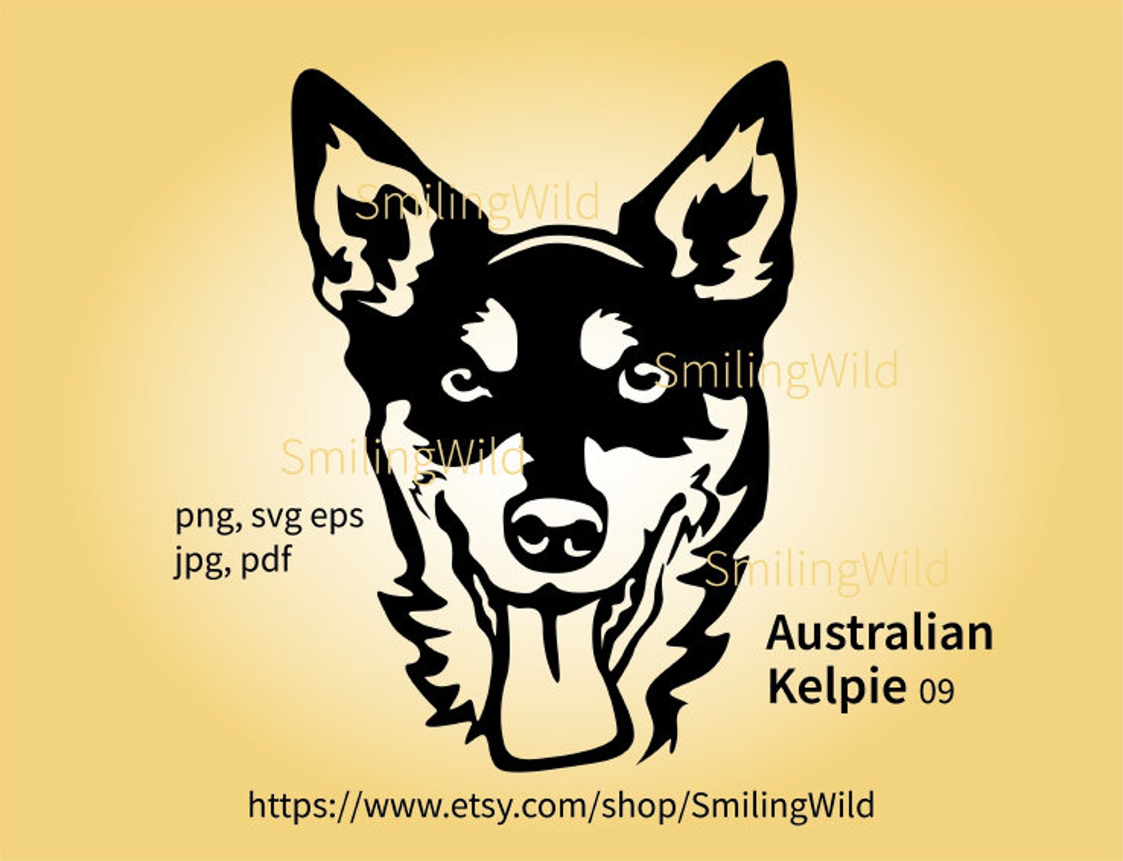 Kelpie Dog Svg Face Portrait Clip Art Australian Kelpie | Etsy
