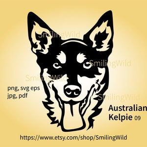 Kelpie Dog Svg Face Portrait Clip Art, Australian Kelpie Cuttable ...