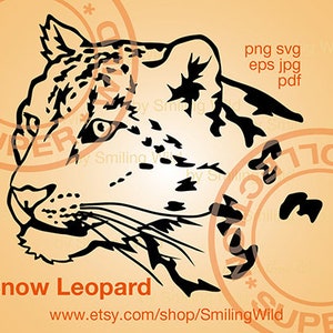 Snow Leopard Svg Portrait Wild Cats Clipart Wild Animal Vector - Etsy