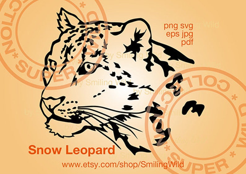 Snow Leopard Svg Portrait Wild Cats Clipart Wild Animal Vector - Etsy