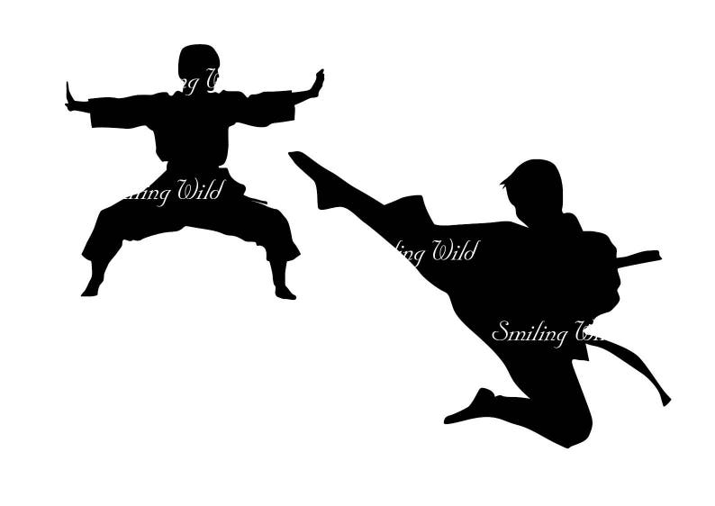 Karate silhouette kick svg vector graphic art printable sport | Etsy