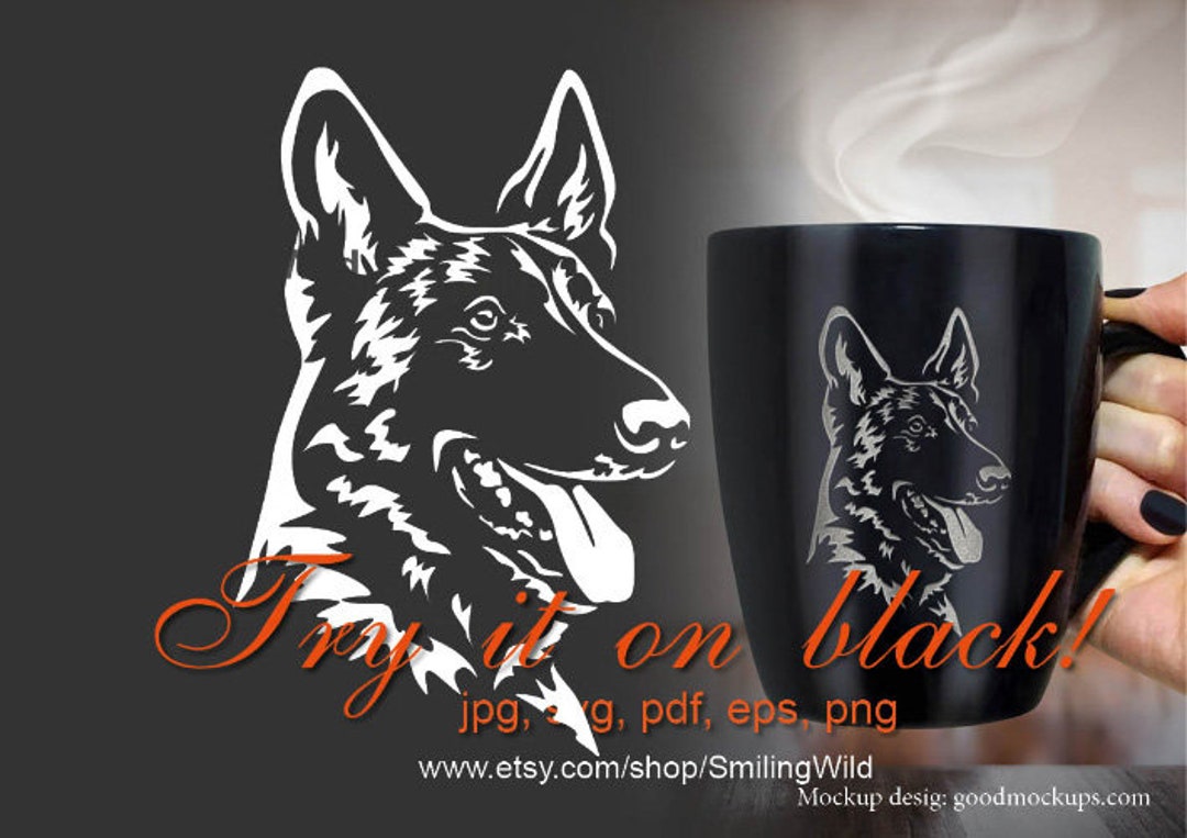 Dutch Shepherd Svg Smiling Dog White Vector File, Dutch Shpeherd Clip ...